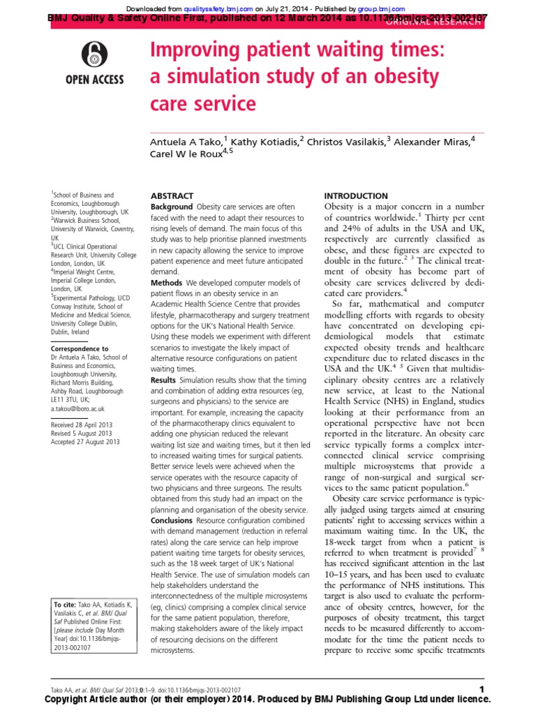 Case Study Weight Loss Clinic | PDF | Surgery | Simulation
