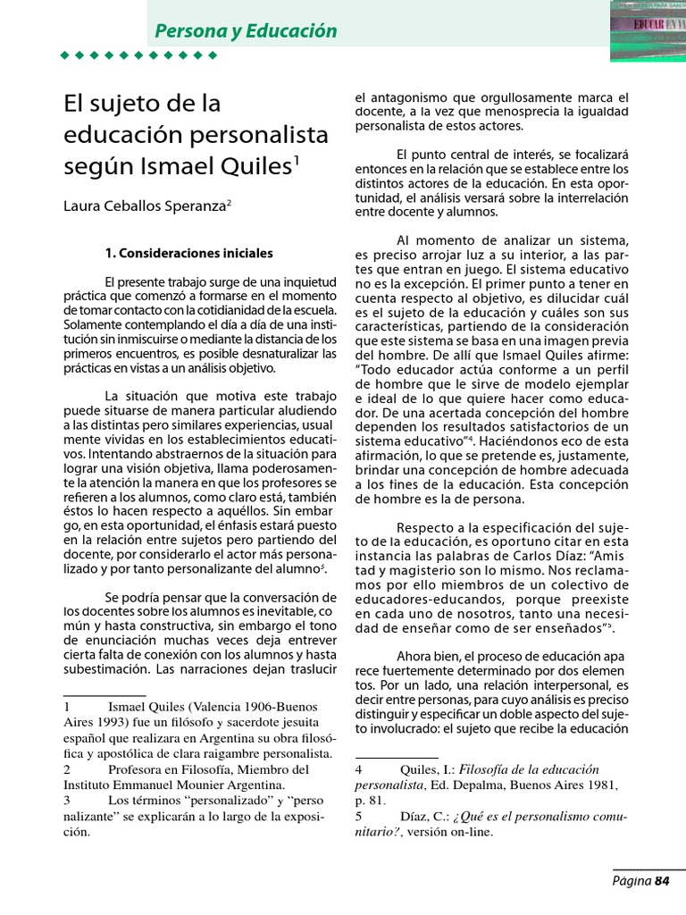 Educación Personalista PDF | PDF | Esencia | Moralidad