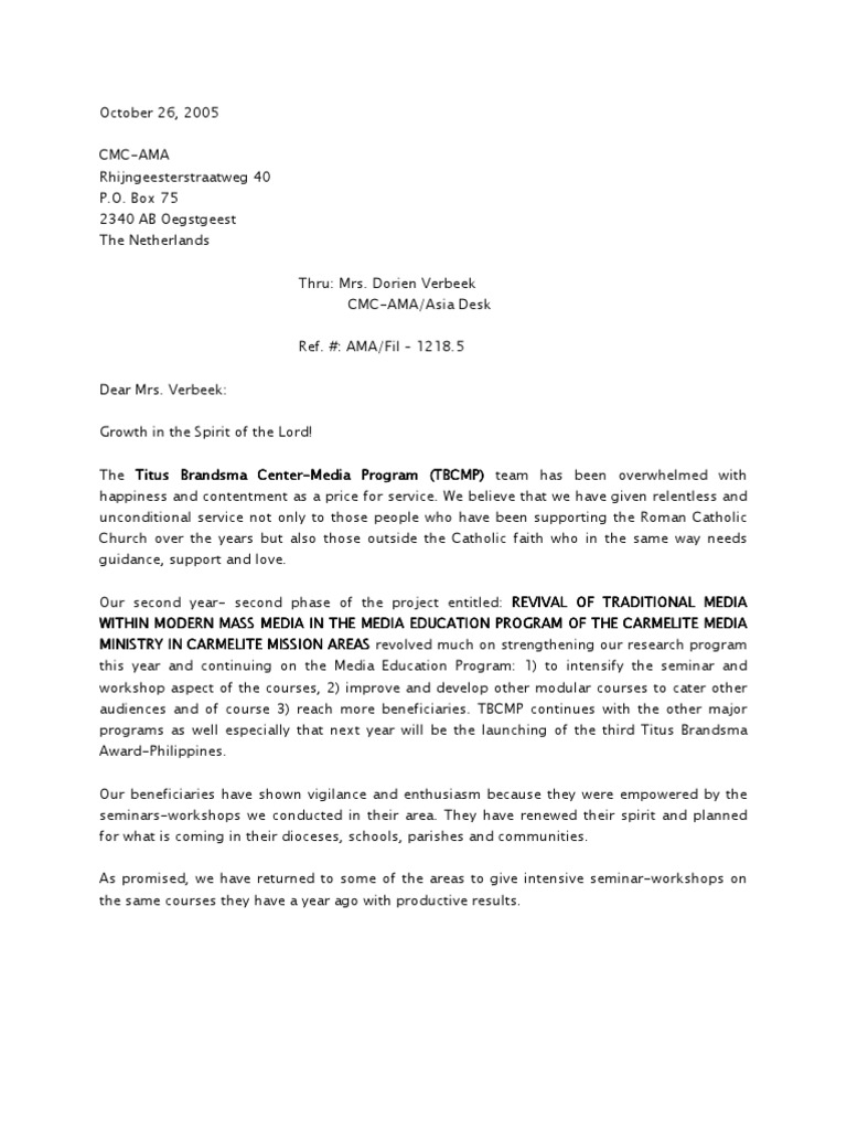 2005 - Cover Letter To AMA | Christian Denominational Families ...