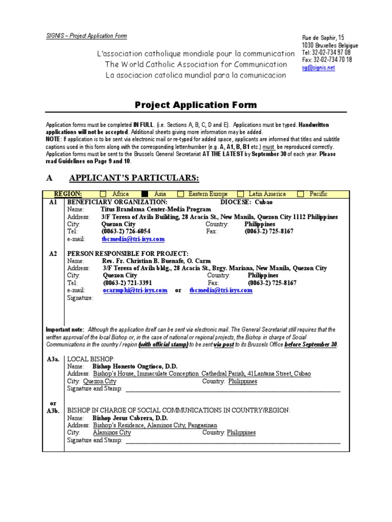 SIGNIS Project Application Form | PDF | Telecommunication | Mass Media