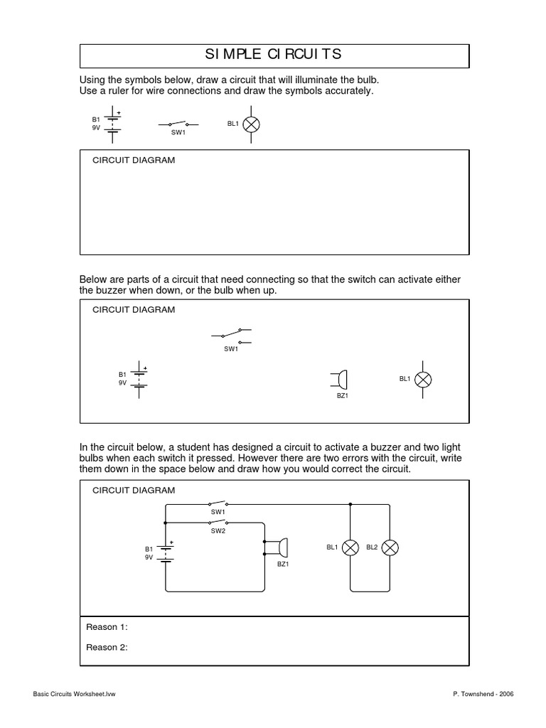Basic Circuits Worksheet | PDF | Teaching Methods & Materials | Science ...