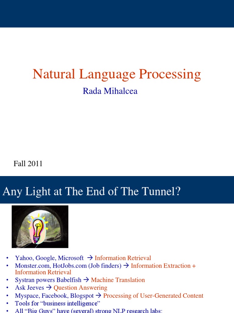 Natural Language Processing: Rada Mihalcea | PDF | Syntax | Parsing