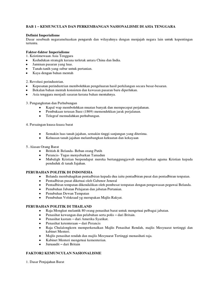 Nota Ringkas Sejarah Tingkatan 5 SPM | PDF