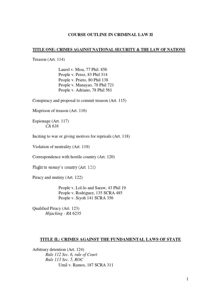 Criminal Law II Syllabus | PDF | Perjury | Forgery