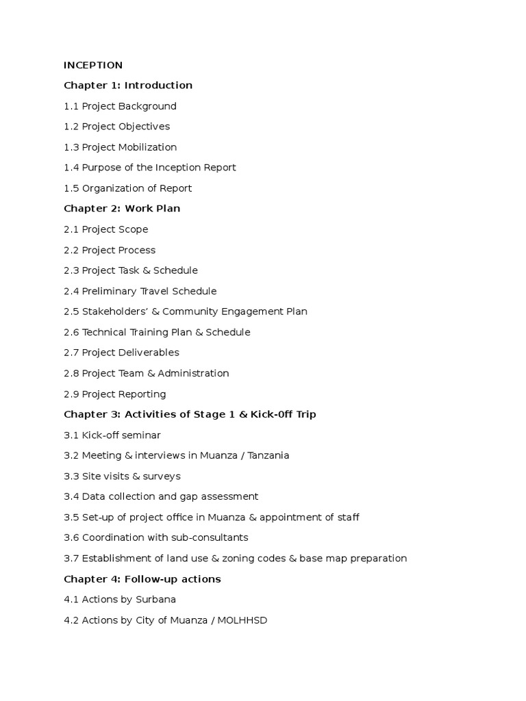 Inception Report for Muanza Project | PDF