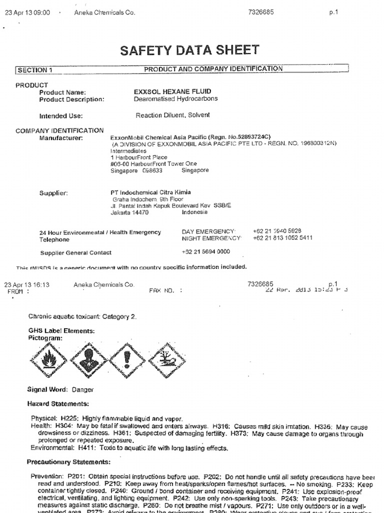 MSDS Hexane PDF | PDF | Études des langues étrangères