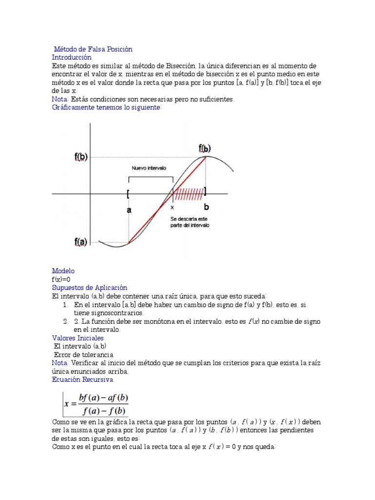 Método de Falsa Posición | PDF | Ecuaciones | Iteración