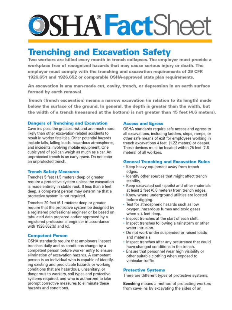 Ensuring Safety in Trench Excavations: A Comprehensive Guide to OSHA ...