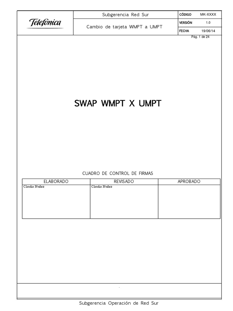 Cambio de Tarjeta WMPT A UMPT - v1 - 1 | PDF | Red de computadoras ...
