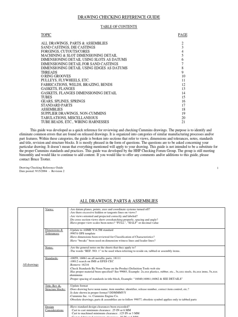 Drawing Checking Reference Guide | PDF | Engineering Tolerance | Pipe ...
