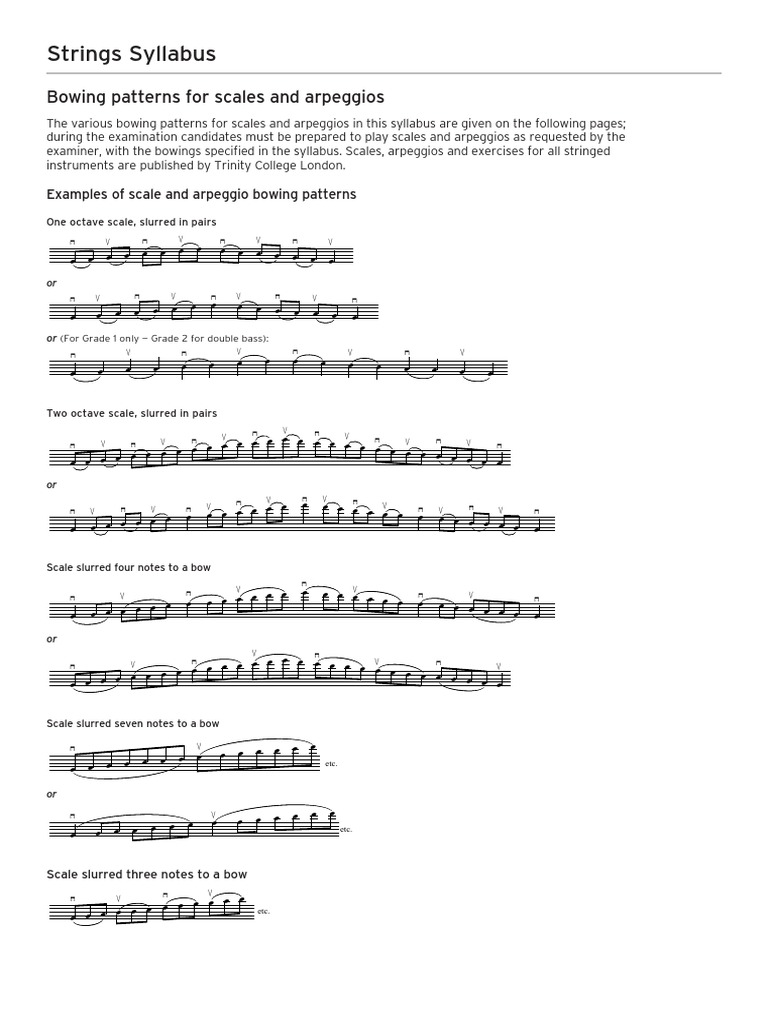 Bowing Patterns for String Exams | PDF | String Instruments | Musical ...