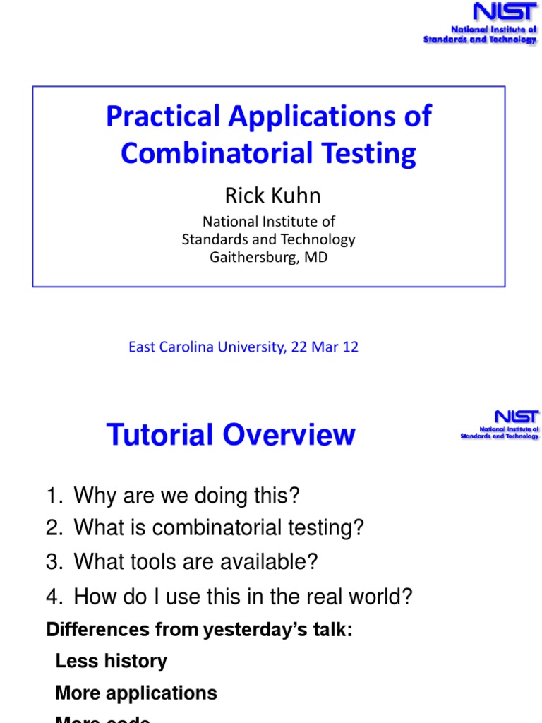 Practical Applications Of Combinatorial Testing Pdf Analysis Of Variance Experiment
