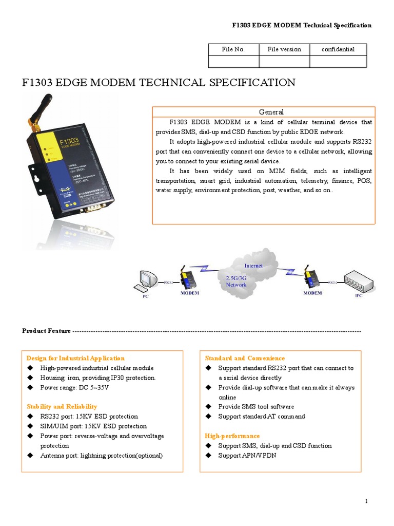 f1303 Edge Modem Technical Specification | PDF | Modem | Specification ...
