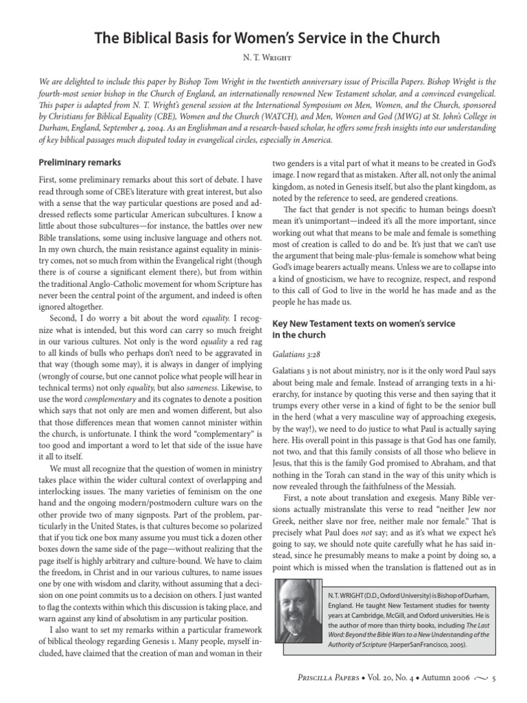 Biblical Equality 2006 Wright | PDF | Paul The Apostle | N. T. Wright