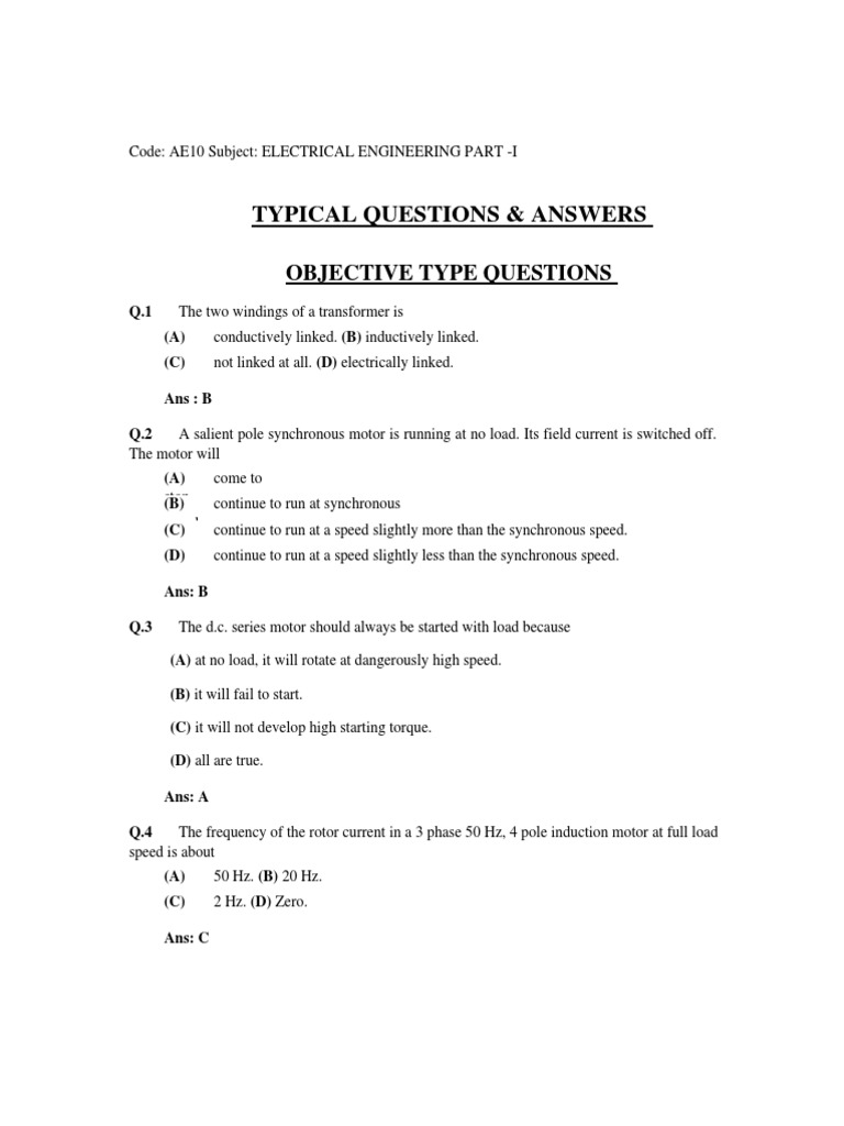 Electrical Engineering Questions | PDF | Transformer | Electrodynamics