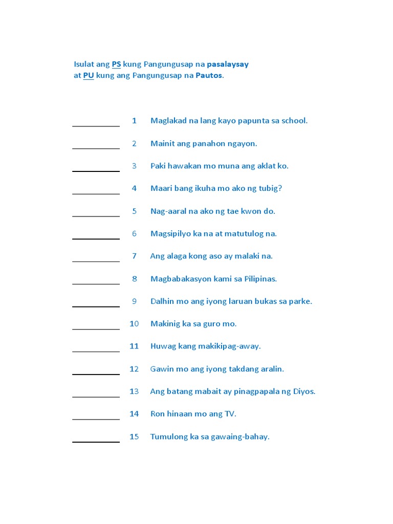 Uri NG Pangungusap | PDF