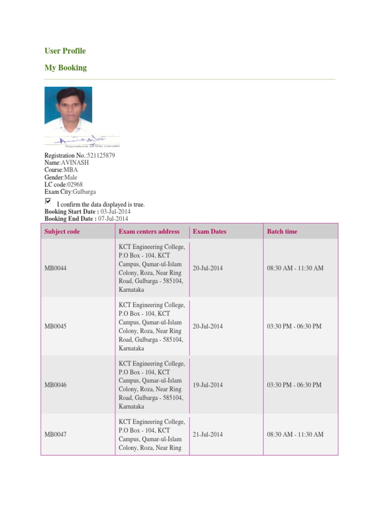 MBA Exam Schedule for Avinash in Gulbarga | PDF | Career & Growth ...