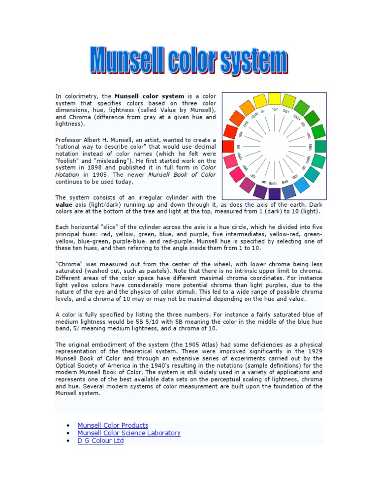 Munsell Color System | PDF | Color | Light