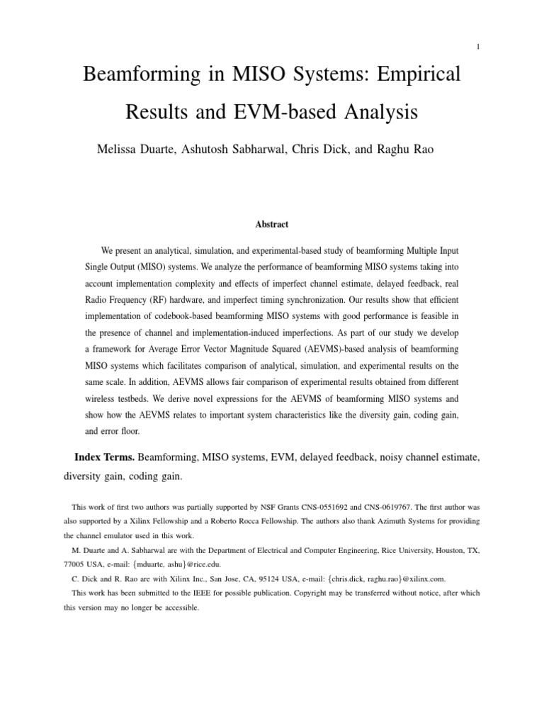 Beamforming in MISO Systems | PDF | Telecommunications Engineering ...