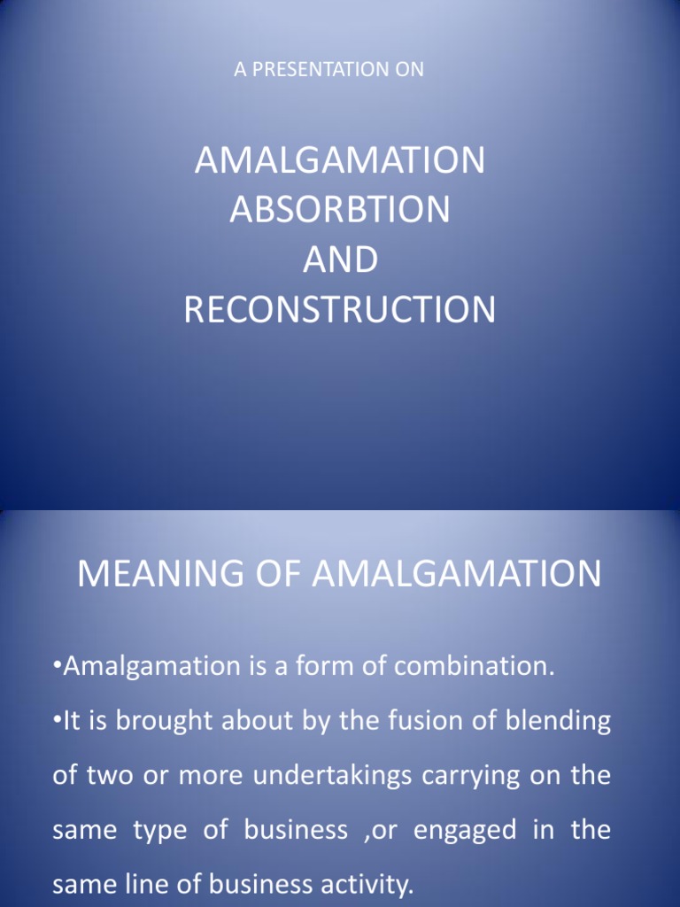 Amalgamation | PDF | Consolidation (Business) | Book Value