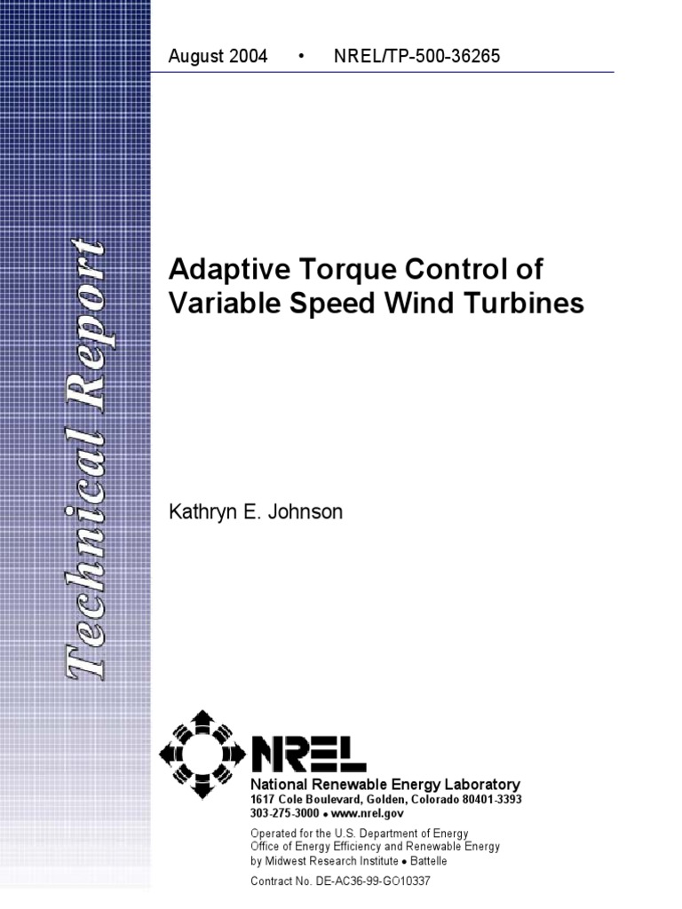 Adaptive Torque Control of Variable Speed Wind Turbine | PDF