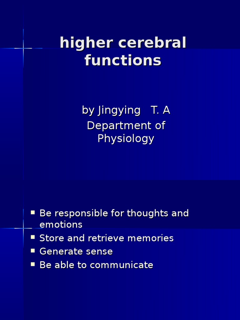 Higher Cerebral Functions Overview | PDF | Self-Improvement