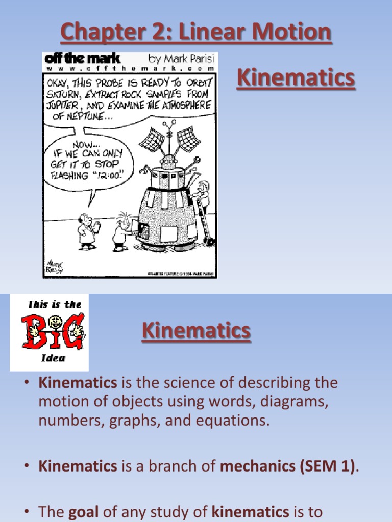 Chapter 2, Linear Motion (Sec. 1) | PDF | Velocity | Speed