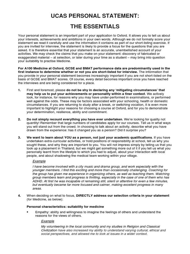 Ucas Personal Statement: The Essentials | PDF | Critical Thinking ...