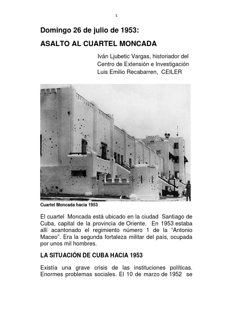 Asalto Al Cuartel Moncada | PDF | Fidel Castro | Cuba