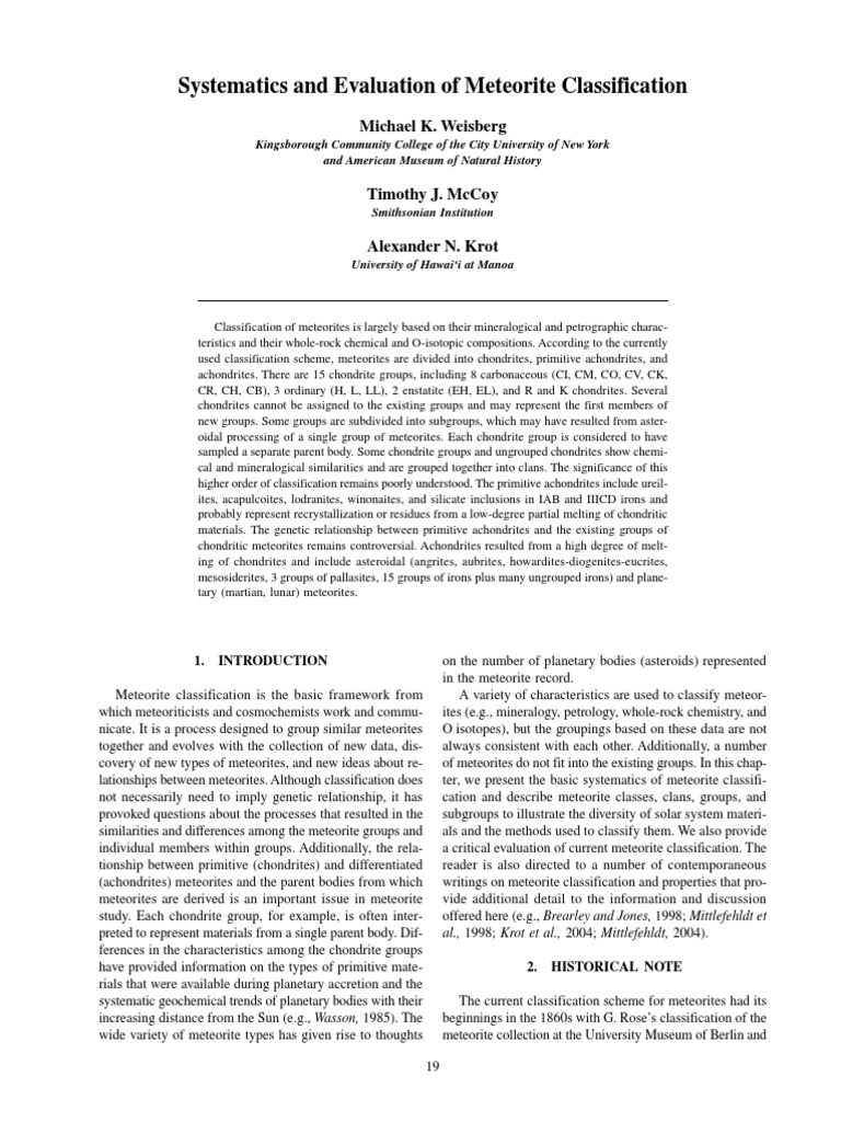 Meteorite Classification | PDF | Science & Mathematics