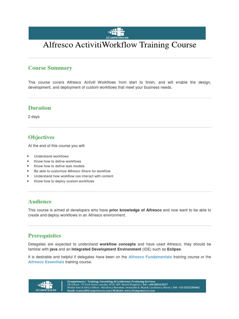 Alfresco Activiti Workflow Training Course | Download Free PDF | Macintosh | Random Access Memory