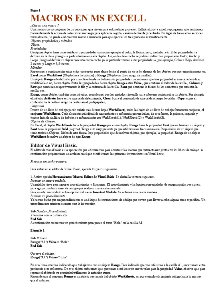 Manual de Macros | PDF | Variable (informática) | Macro (informática)