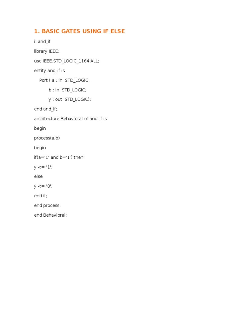 Basic Gates Using If Else | PDF