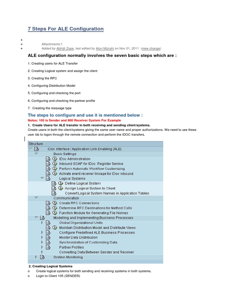 ALE Configuration Normally Involves The Seven Basic Steps Which Are ...