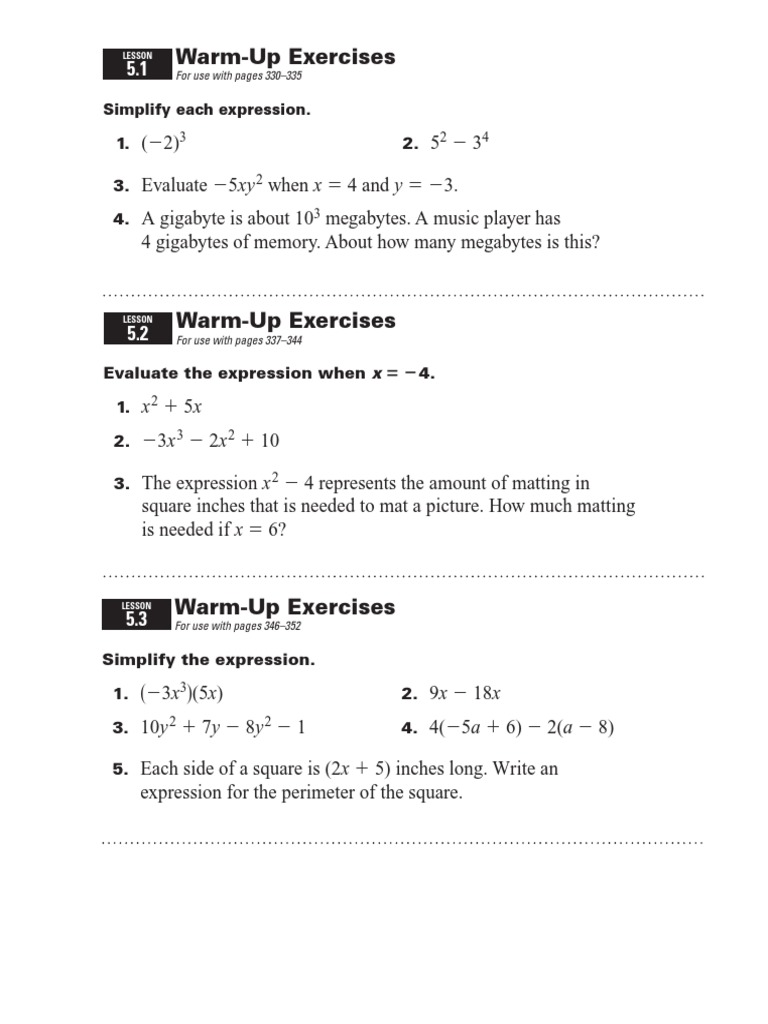 Chapter 5 Warm Ups | PDF | Quadratic Equation | Abstract Algebra
