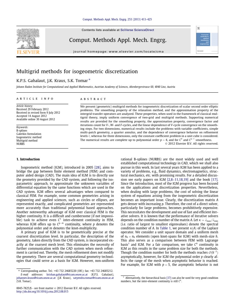 Multigrid Methods For Isogeometric Discretization | PDF | Finite Element Method | Vector Space