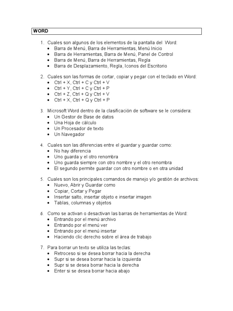 Preguntas de Word | PDF | Point and Click | Microsoft Word