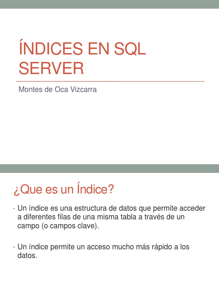 Índices SQL Server | PDF | Tabla (base de datos) | SQL