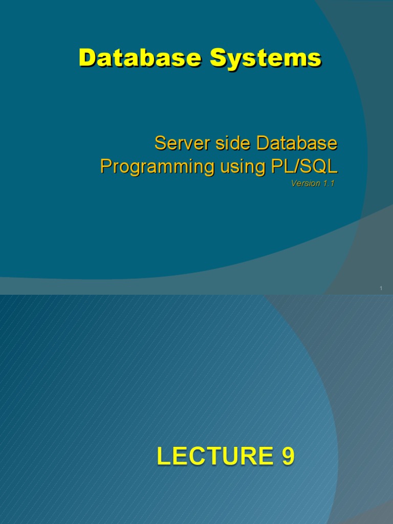 L9 L10 - Server Side Programming | PDF | Pl/Sql | Sql