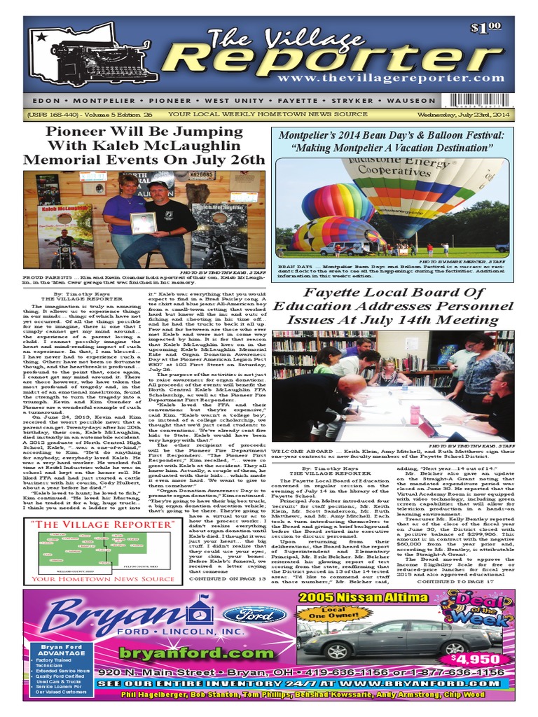 The Village Reporter - July 23rd, 2014 | Mail | Newspapers