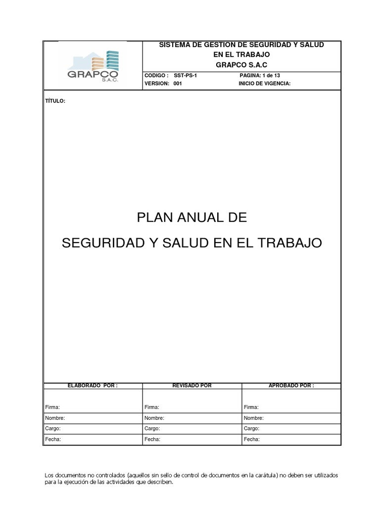 Plan Anual de SST | Planificación | Seguridad y salud ocupacional | Prueba gratuita de 30 días ...
