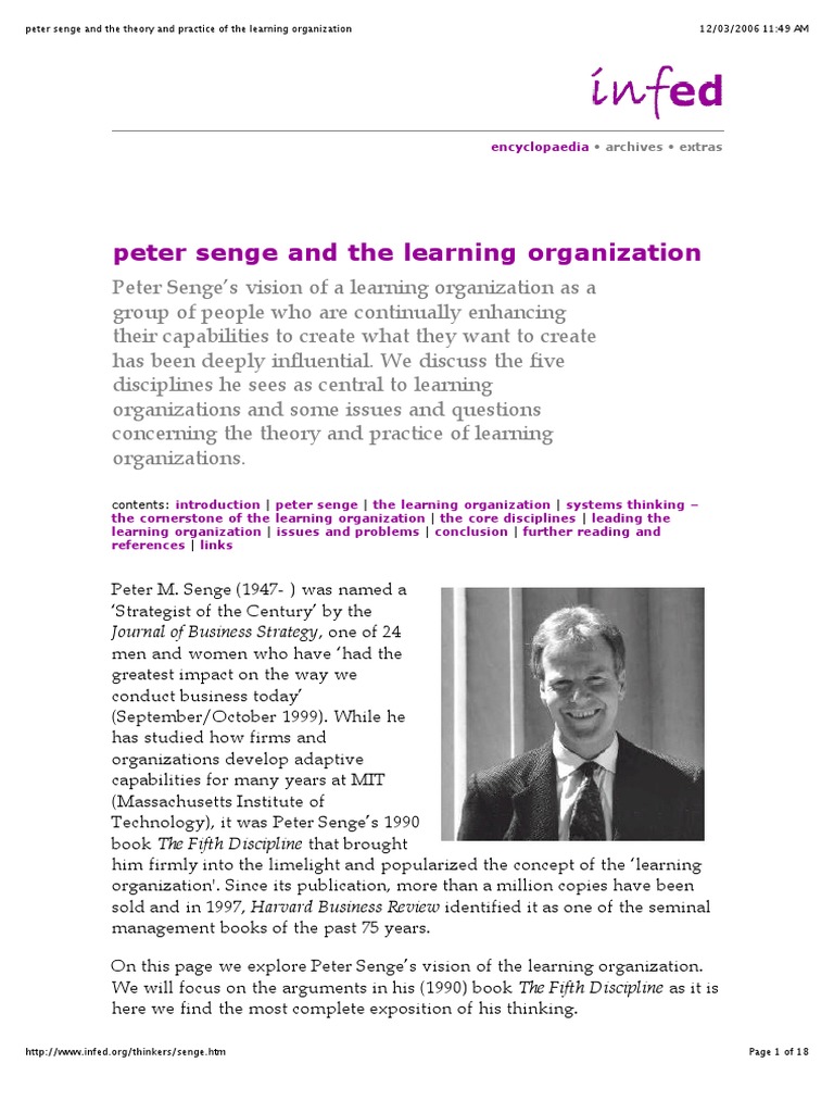 Peter Senge-Learning Organization | PDF