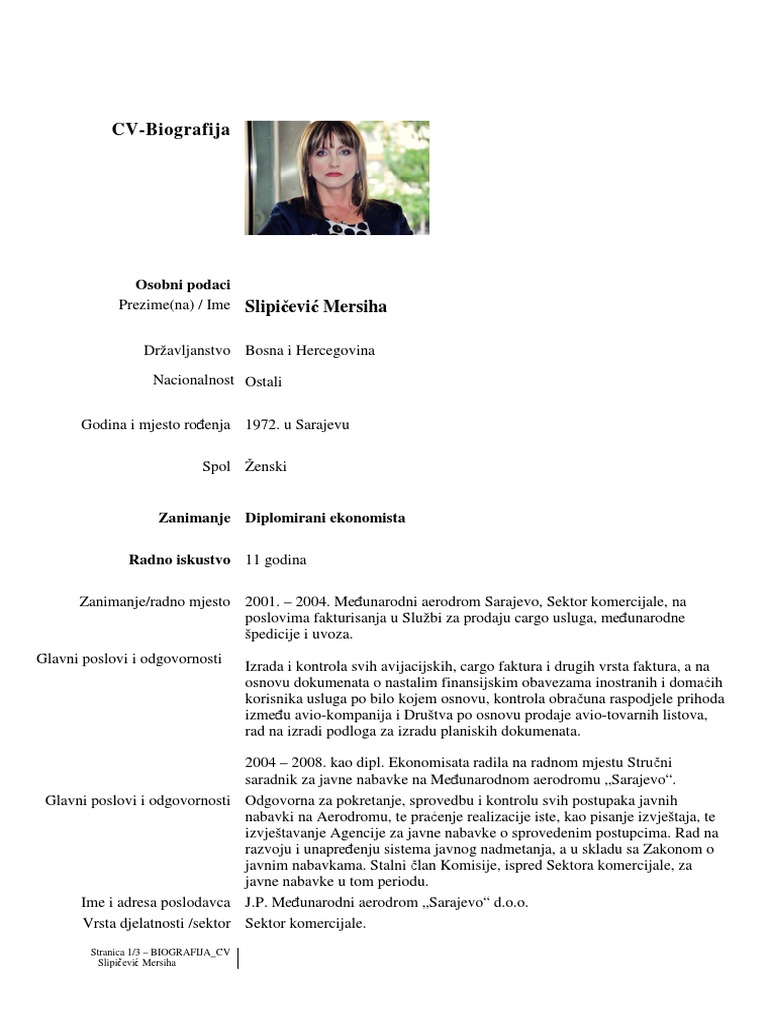 Slipicevic Biografija CV | PDF