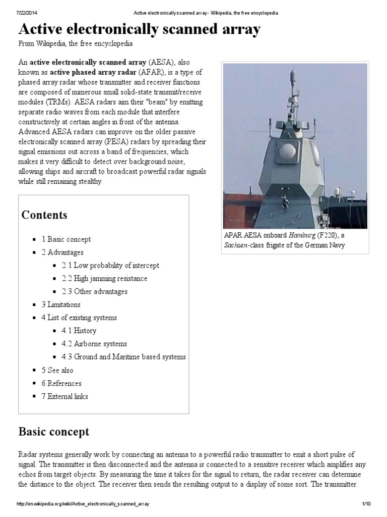 Active Electronically Scanned Array - Wikipedia, The Free Encyclopedia ...