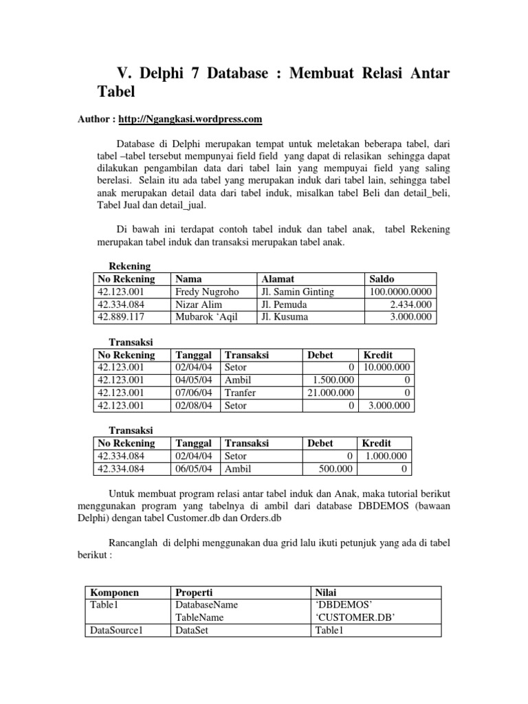 Relasi Tabel Delphi | PDF