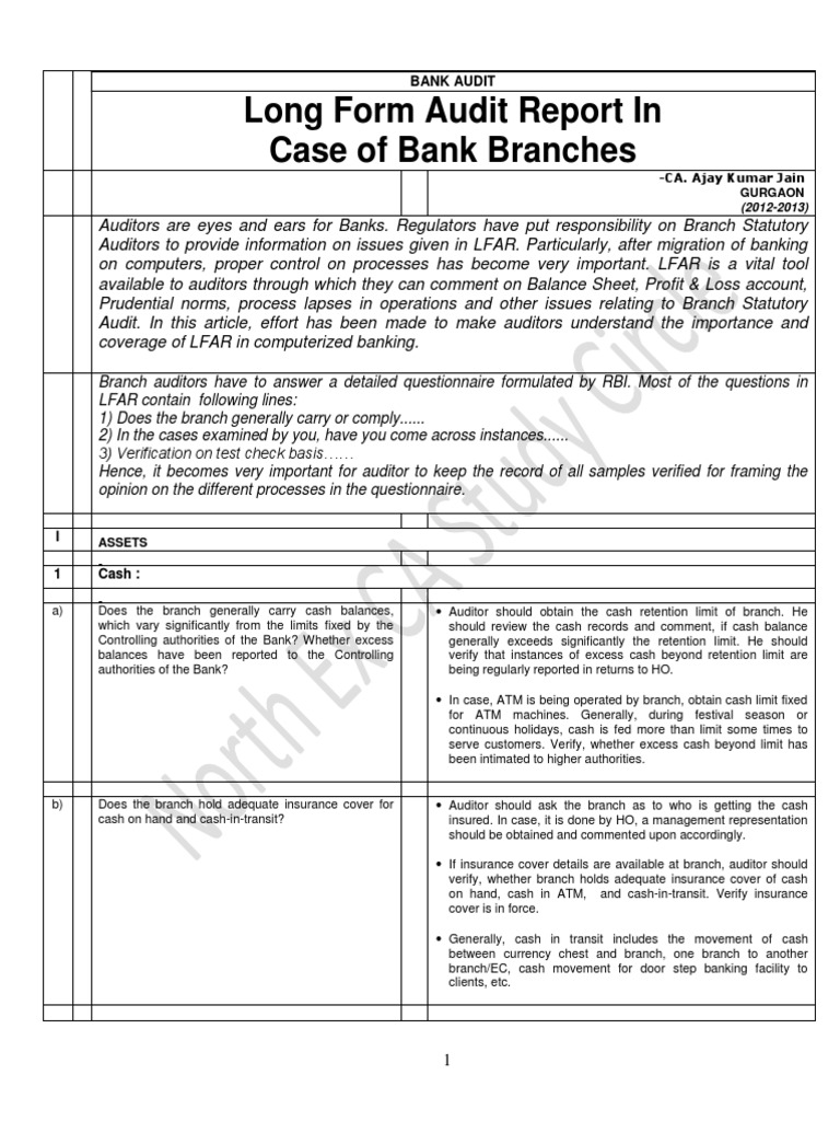 BANK Audit Material 15th March 2013 | PDF | Debits And Credits | Banks