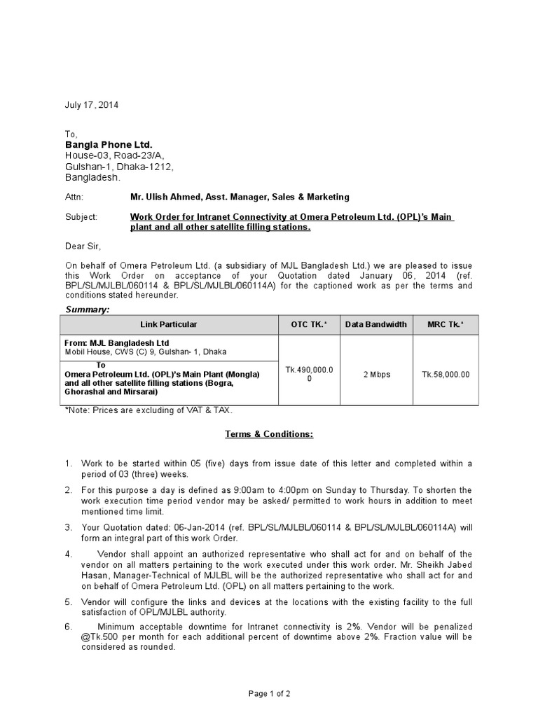 WorkOrder Intranet Connectivity BanglaPhone OPL ALL Location 17july14 ...
