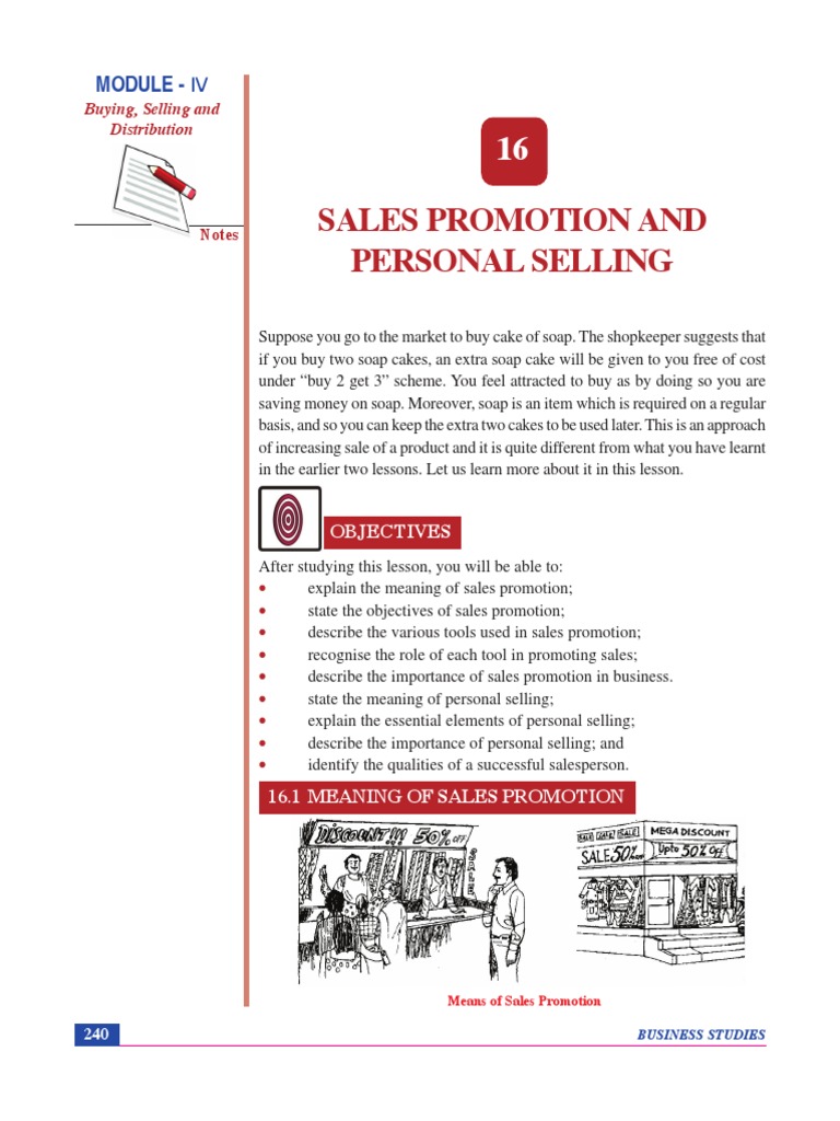 Lesson 16 - SALES PROMOTION AND Personal Selling | PDF