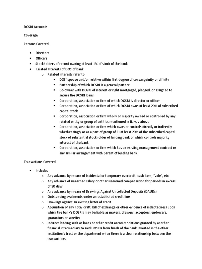 DOSRI Accounts | Loans | Credit (Finance)