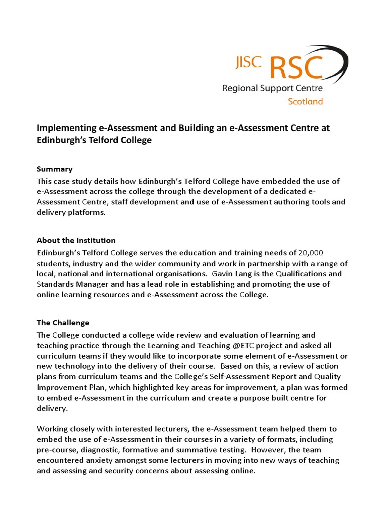 Implementing E-Assessment and Building An E-Assessment Centre at ...